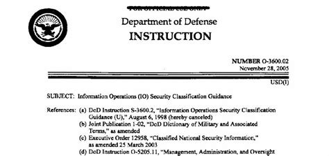 Dod Instruction 0 3600 02 “information Operations Io Security