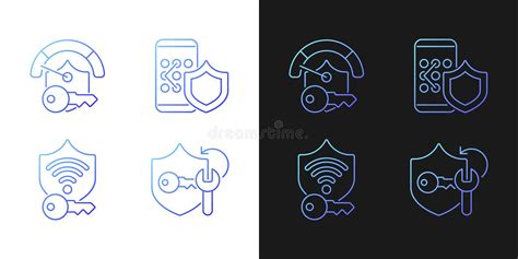 System Password Gradient Icons Set For Dark And Light Mode Stock Vector