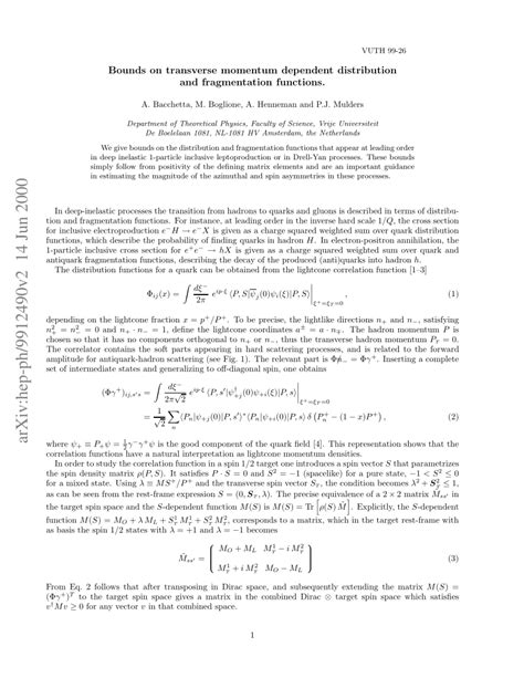 Pdf Bounds On Transverse Momentum Dependent Distribution And Fragmentation Functions