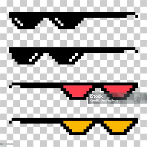 재미있는 복고풍 픽셀 선글라스 아이콘 라이프 스타일 밈 선글라스 깡패 벡터 일러스트 레이 션 세트 깡패에 대한 스톡 벡터 아트