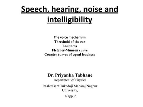 Speech Hearing Noise Intelligibilitypptx