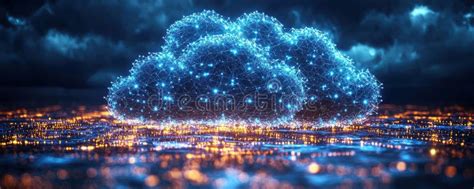 Digital Cloud With Glowing Connections Symbolizing Data And Cloud