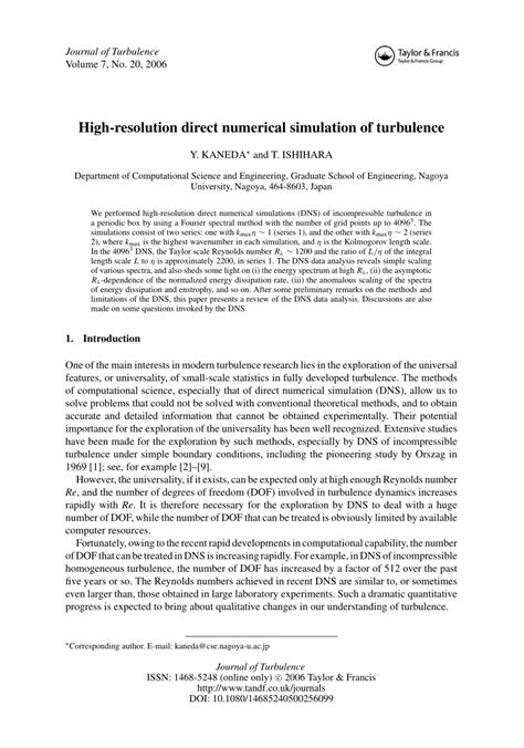 Pdf High Resolution Direct Numerical Simulation Of Turbulence