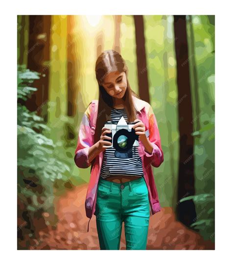 Premium Vector World Photography Day Girl With Camera