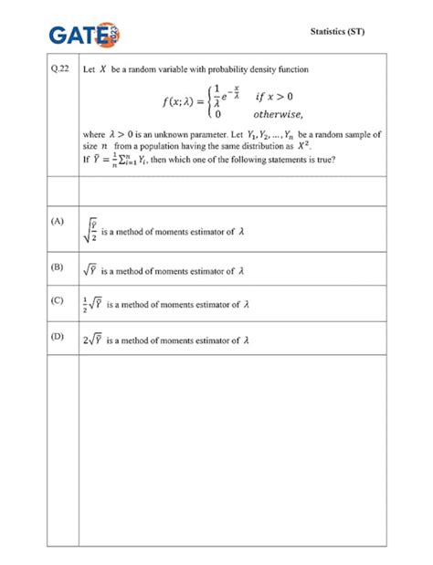 Gate 2023 Statistics Question Papers