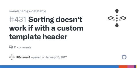 Sorting Doesn T Work If With A Custom Template Header Issue 431