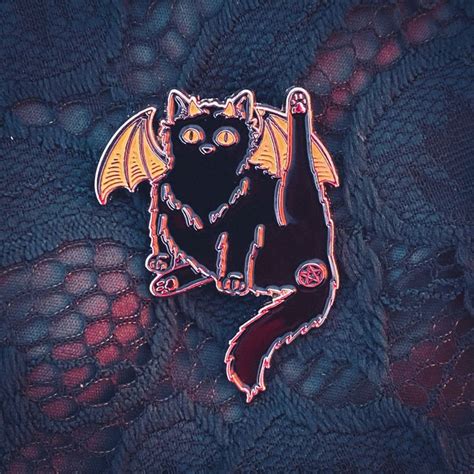 Pentacle Butthole Black Cat Enamel Pin Ectogasm Cat Enamel Pin
