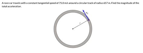 Solved A Race Car Travels With A Constant Tangential Speed Of 75 0 M S Around A Circular Track
