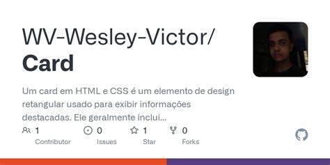 Github Wv Wesley Victor Card Um Card Em Html E Css Um Elemento De