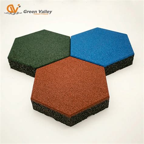 Outdoor Safety Sexangular Hexagon Rubber Floor Tiles Pavers China