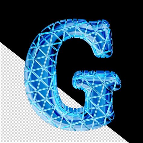 삼각 섹션 문자 G 블루 아이스 3d 기호 프리미엄 Psd 파일