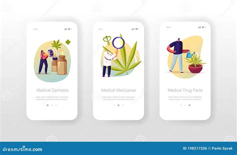 Medical Cannabis Mobile App Page Onboard Screen Template Tiny Scientists Growing And Preparing