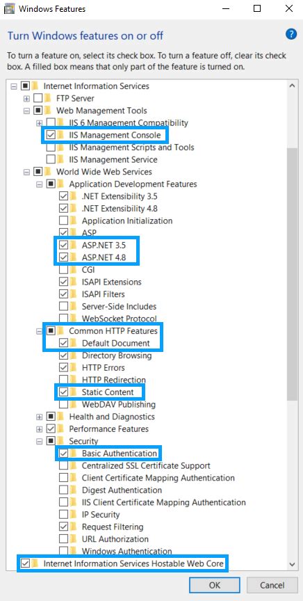 enable and set up iis dnn docs