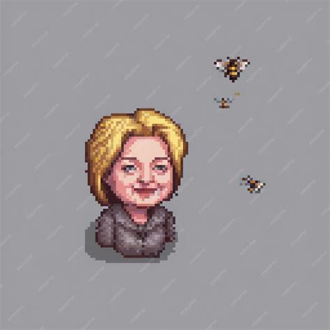 Pixel Art Of A Woman With A Buzzing Bee Around Her Head Premium Ai