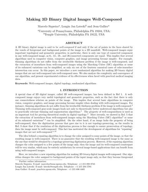 Pdf Making 3d Binary Digital Images Well Composed