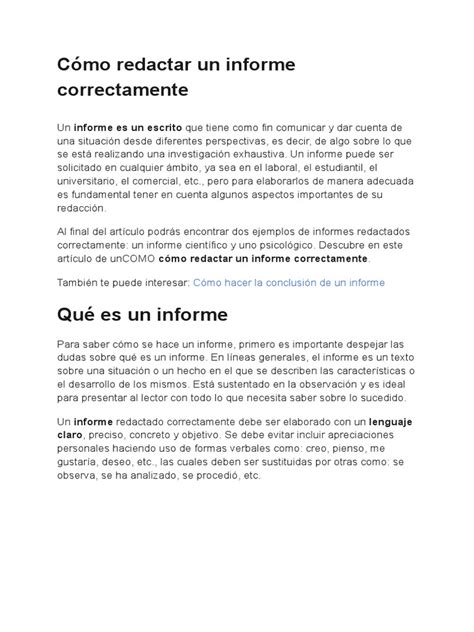 Cómo Redactar Un Informe Pdf Evaluación Comunicación
