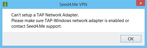 TAP Network Adapter Error Fix Seed4 Me VPN
