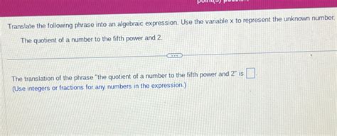 Solved Translate The Following Phrase Into An Algebraic