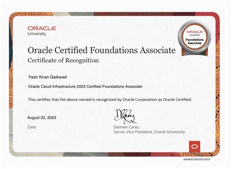 Yash Gaikwad On Linkedin Oraclecloud Oraclecertified Oraclecloudinfrastructure