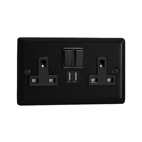 Double Socket Black Usb Finney Electrical