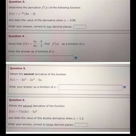 solved question 3 determine the derivative f x of the