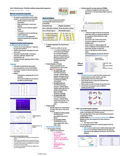 Unit 2 Bioinformatics Predictive Methods Using Protein Sequences