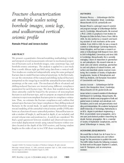 Pdf Fracture Characterization At Multiple Scales Using Borehole