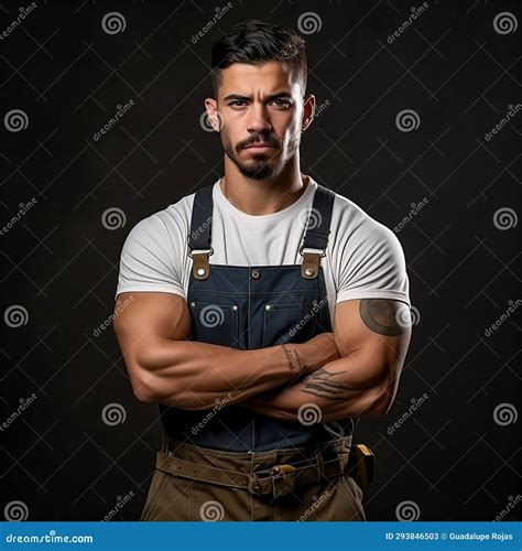 Latin Middle Aged Mexican Man Who Works In Real Estate Construction Or Repair Stock
