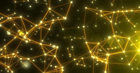 Premium Photo Abstract Hitech Yellow Gold Glowing Lines With Dots And Plexus Triangles