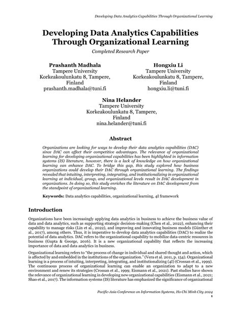 Pdf Developing Data Analytics Capabilities Through Organizational Learning