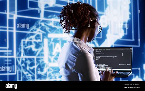 Inspector Overseeing Data Center Updating Ai Systems Writing Intricate