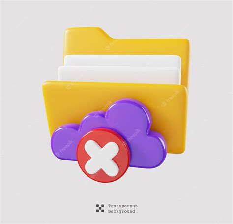 Premium Psd Failed Access Cloud Storage Folder Isolated File Folder Cute Minimal Icon Concept