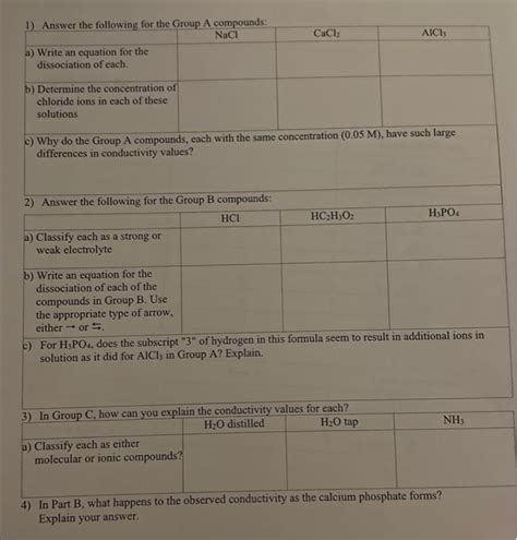 Solved Data Tables 4 In Part B What Happens To The