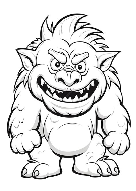 몬스터 컬러링 페이지 몬스터 캐릭터 라인 아트 컬러링페이지 괴물 아웃라인 드로잉 컬러링 피지 몬스터 콜러링 북 Ai 생성