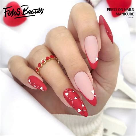 Fofosbeauty Christmas Nails 24pcs Press On False Nails Tips Almond