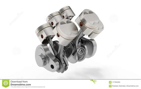 3d Rendering Of An Internal Combustion Engine Engine Parts Crankshaft