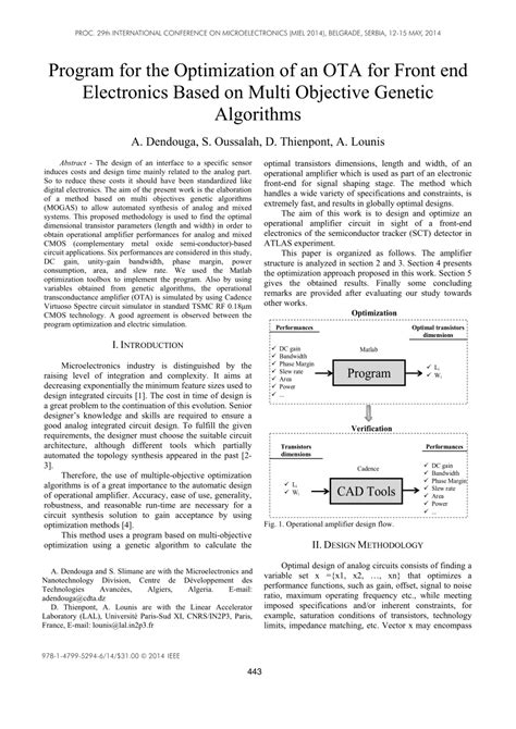 Pdf Program For The Optimization Of An Ota For Front End Electronics Based On Multi Objective