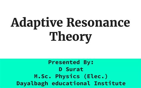 adaptive resonance theory pptx artificial intelligence technology