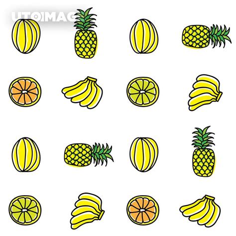 상큼 여름 과일 패턴 일러스트 오호랄라 일러스트 과일 여름 상큼 패턴 무늬 손그림 참외 파인애플 바나나 귤 오렌지 자몽 라임 노란색 연두색