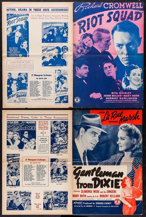 Riot Squad And Others Lot Monogram 1941 Uncut Pressbooks 4 Lot