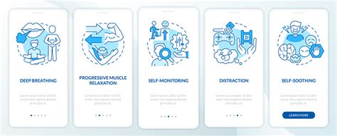 Ptsd Coping Strategies Blue Onboarding Mobile App Screen Stock