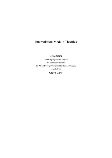 Pdf Interpolation Modulo Theories