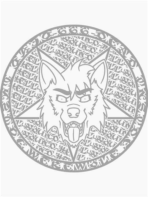 Pentagram Wolf Graphitti Grey Sticker For Sale By Rupeefort Redbubble