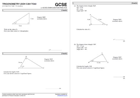 Trigonometry Gcse 9 1 Exam Question Practice Teachwire