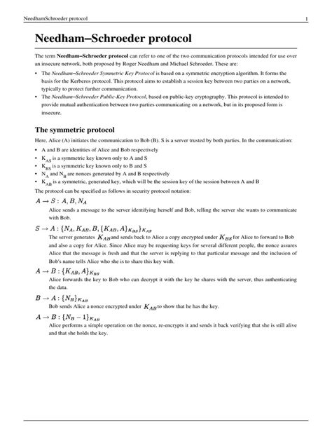 Needham Schroeder Protocol Pdf Public Key Cryptography Key Cryptography