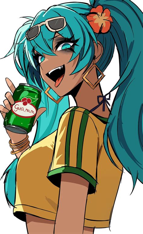 Nagainegi Brazilian Miku Hatsune Miku Vocaloid Highres 1girl Blue Eyes Blue Hair