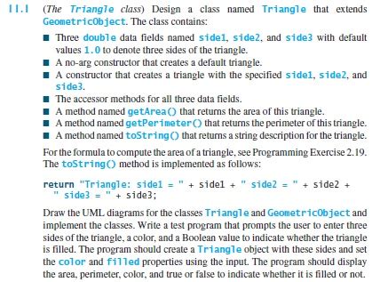 Solved The Triangle Class Design A Class Named Triangle Chegg