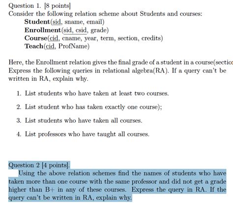 question 1 [8 points] consider the following