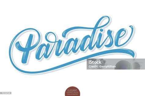 핸드 그린 파라다이스 하이라이트와 그림자 글자입니다 우아한 현대 필기 서 깊이 효과입니다 흰색 바탕에 타이 포 그래피 포스터입니다 카드 초대장 인쇄 등 개념에 대한 스톡