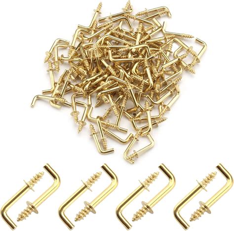 Idealsv Antique Brass 1 14 Inch 1 Shape Screw Hooks L Shape Hooks Vintage Bronze 7